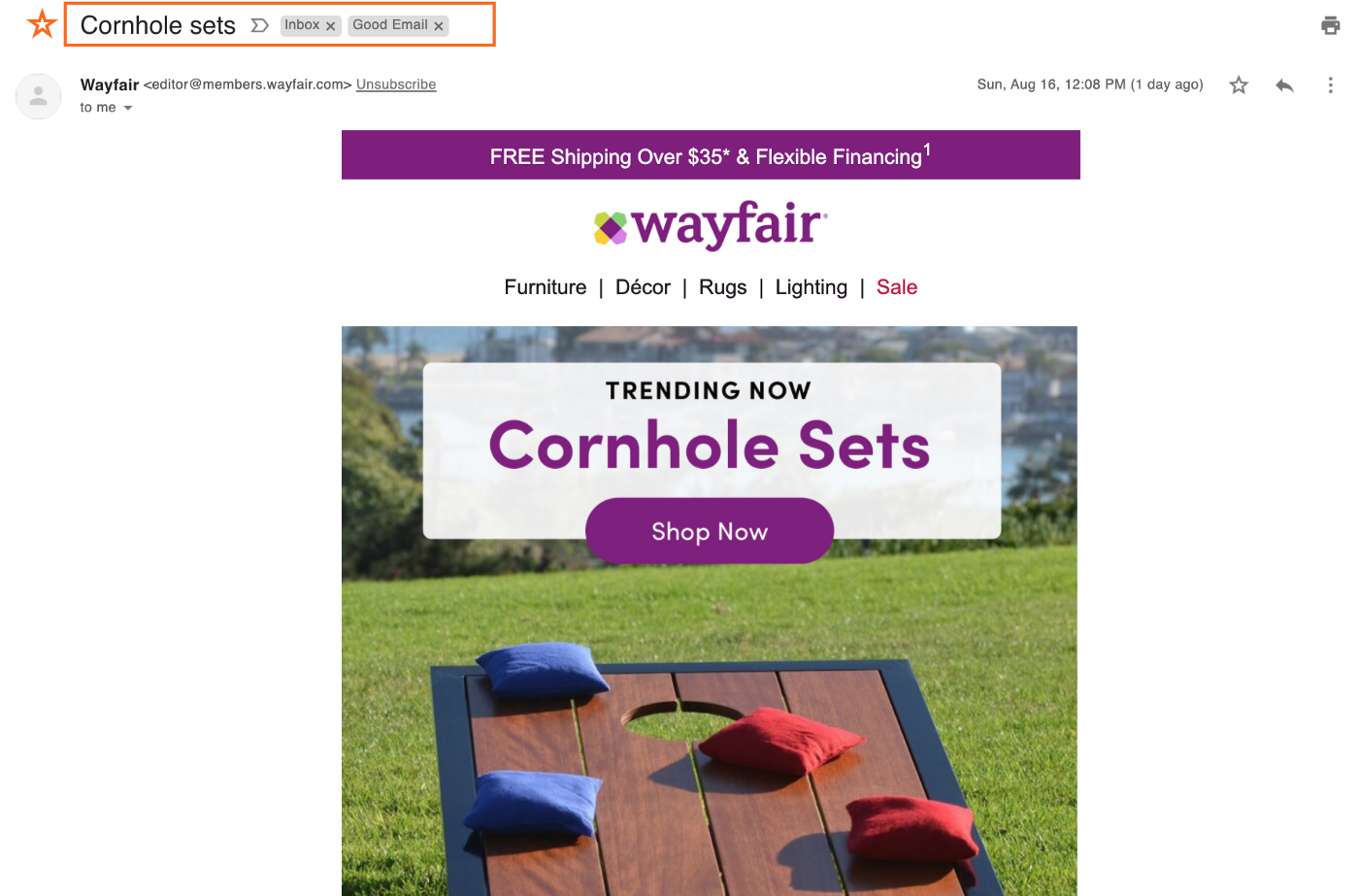 Discovery Commerce in the Inbox - Email Example